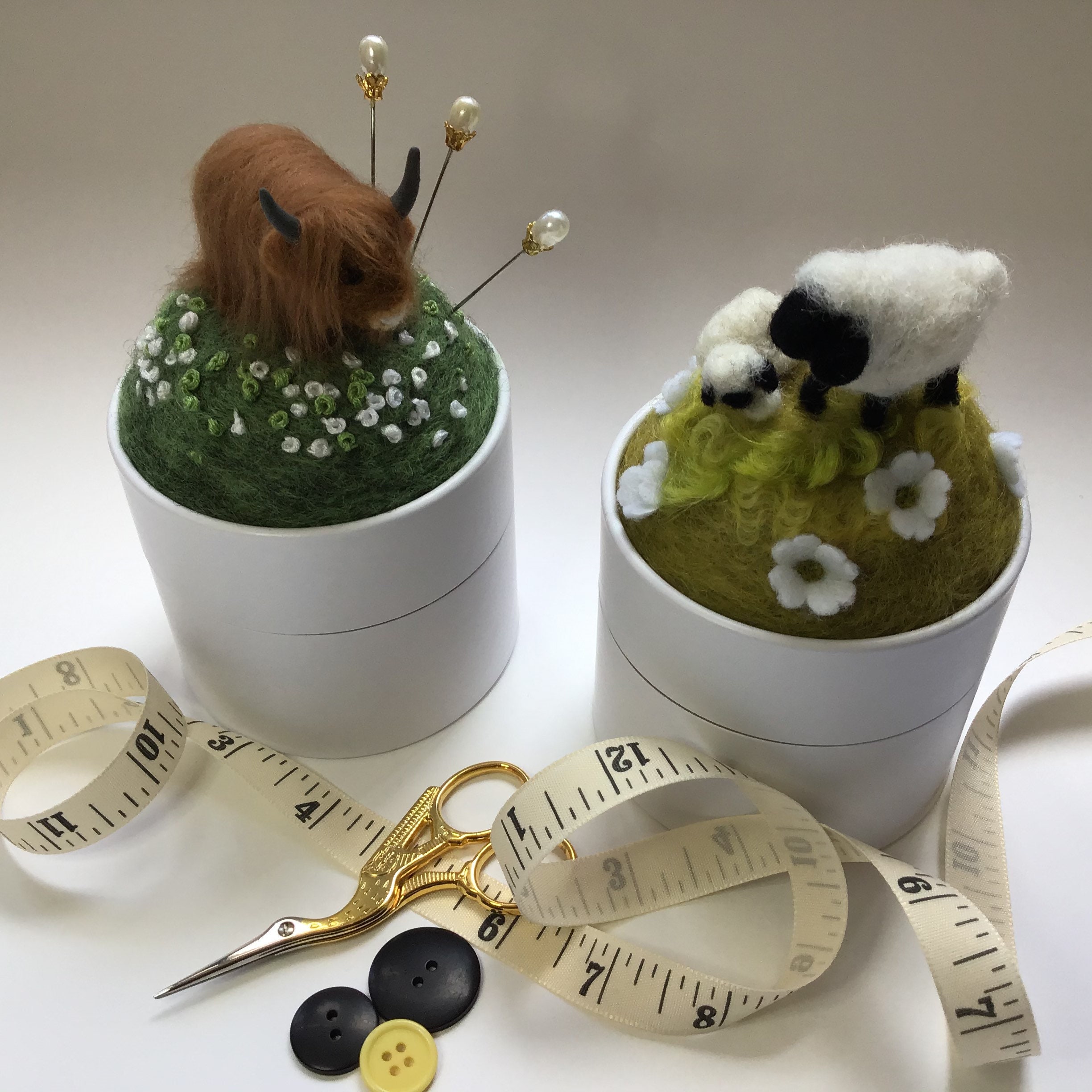 Needle Felting Sheep & Highland Cow Pin Cushion Box Kits - Etsy