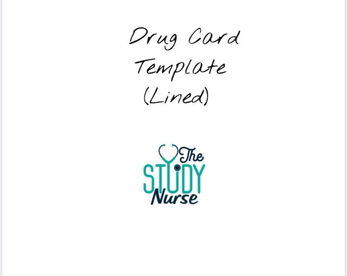 Pharmacology Drug Card Template DIGITAL & Lined | Etsy