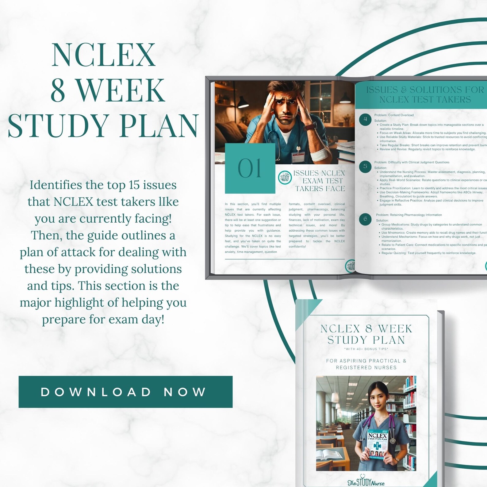 NCLEX - 8 Week Study Plan (40+ Pages, Teal Color Scheme); Nursing ...