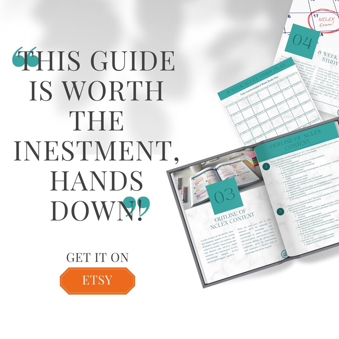 NCLEX - 8 Week Study Plan (40+ Pages, Teal Color Scheme); Nursing ...