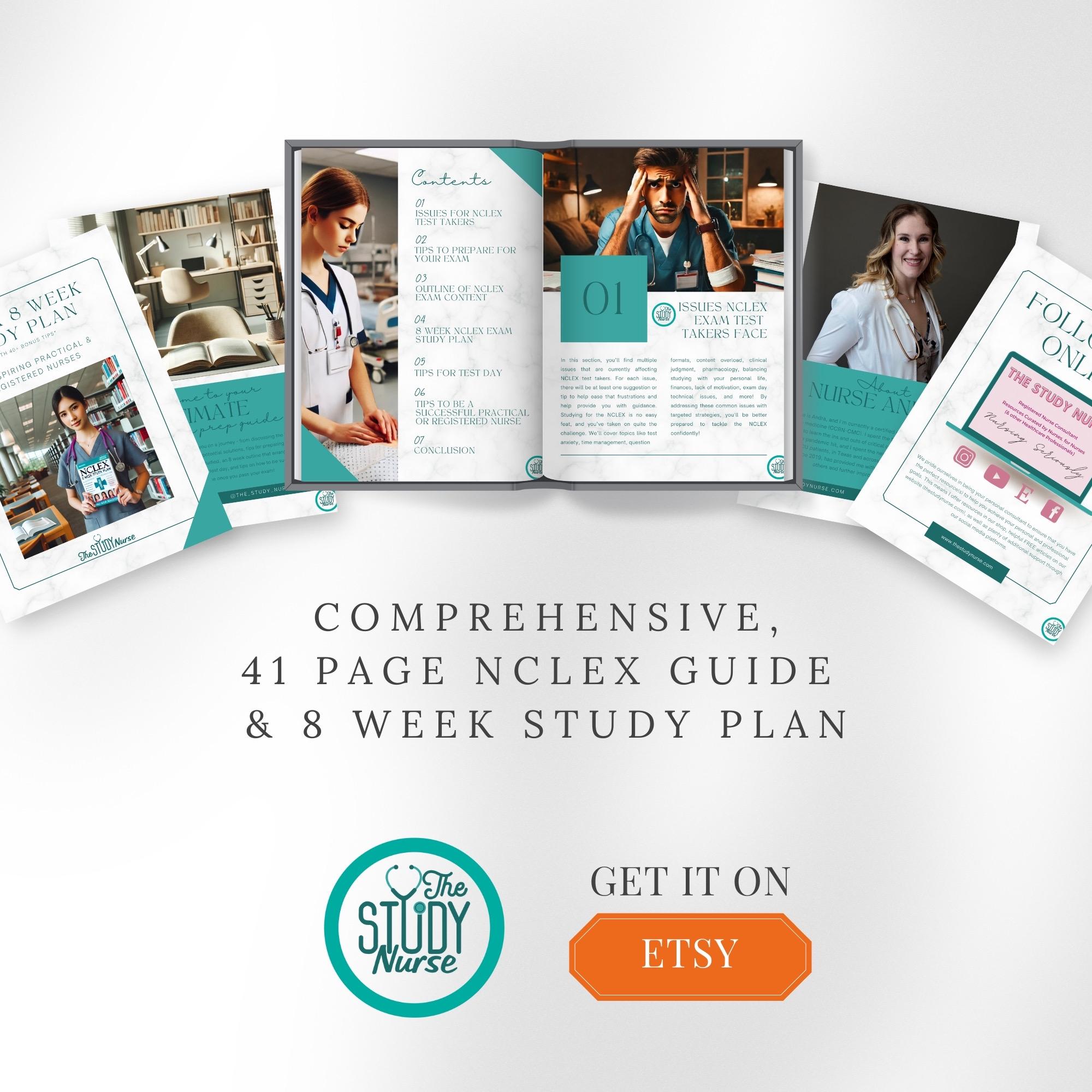 NCLEX - 8 Week Study Plan (40+ Pages, Teal Color Scheme); Nursing ...