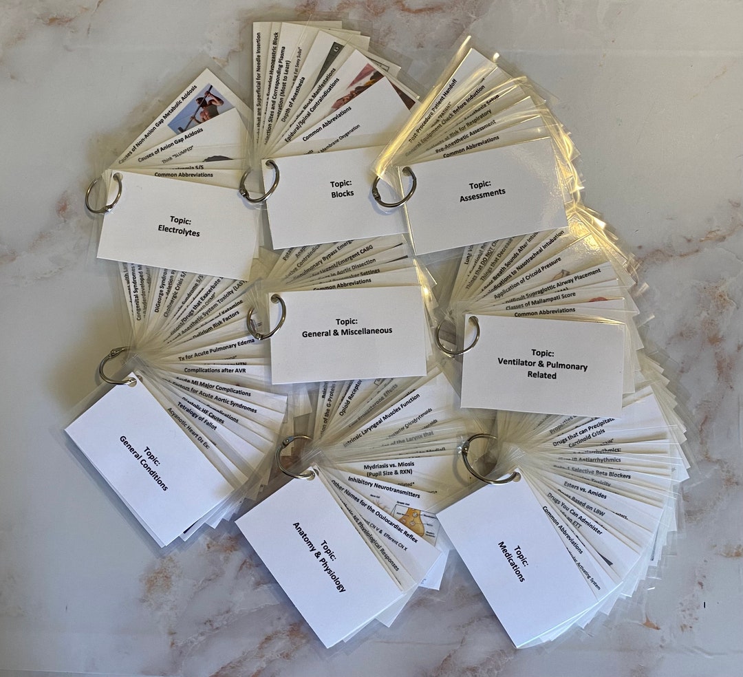 CRNA School Mnemonic Cards - Full Set - Etsy