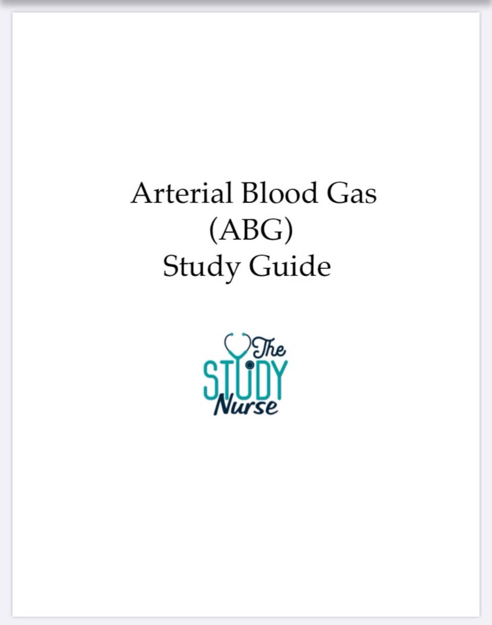 Arterial Blood Gas ABG Study Guide Version 2 DIGITAL - Etsy