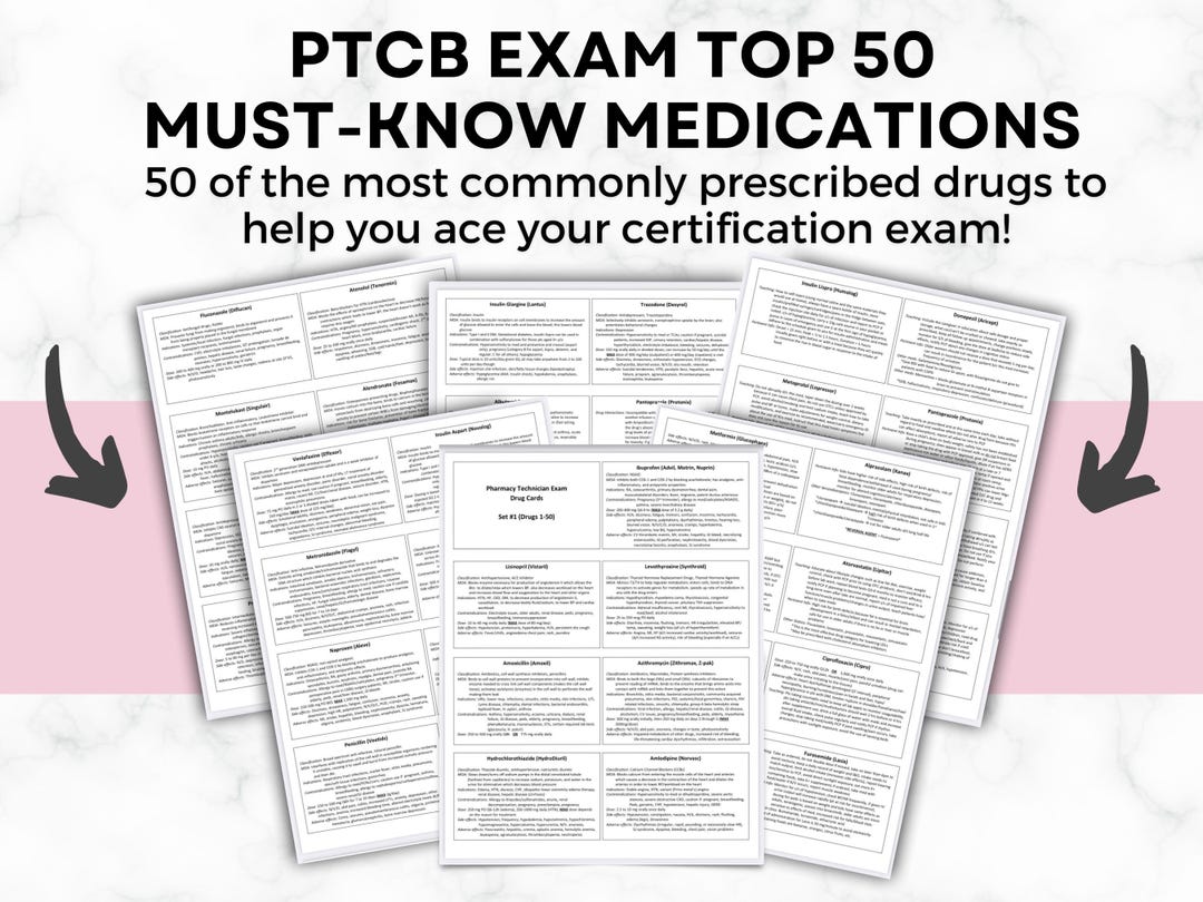 PTCB Exam Top 50 Must-know Drugs - Pharmacy Technician, Drug Flashcards ...