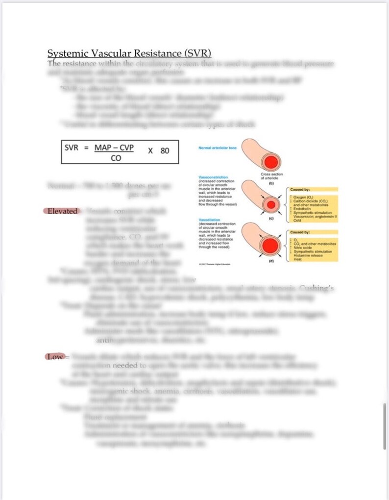Hemodynamic Study Guide - Part 2, Version 2 (DIGITAL) - Etsy