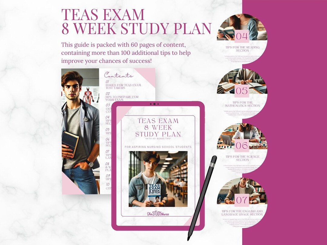 ATI TEAS Exam 8 Week Study Plan - Mauve Version - Etsy