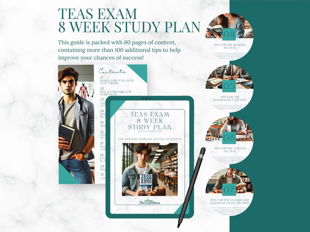 ATI TEAS Exam 8 Week Study Plan - Teal Version - Etsy