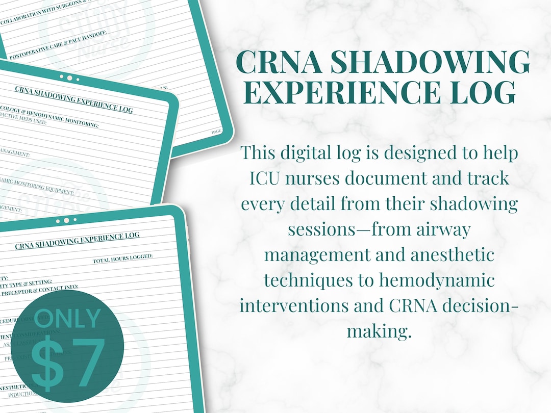 CRNA School Shadow Experience Log - Etsy