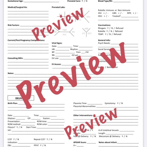 Ob Nurse Report Sheet - Etsy