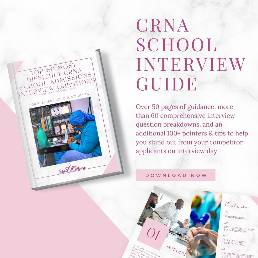 CRNA School Interview Guide - Top 60 Questions & Tips for Before, During, After (mauve Color ...