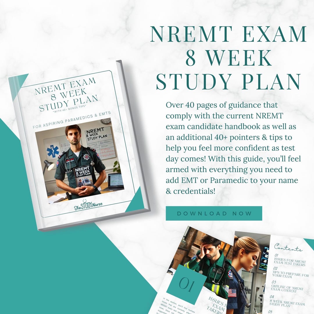 NREMT Exam 8 Week Study Plan - Teal Version, Paramedic, Exam Study ...