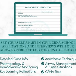 CRNA School Shadow Experience Log - Etsy