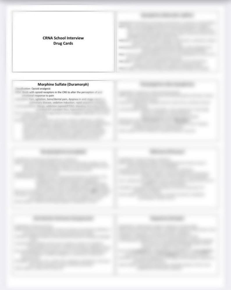 CRNA School Interview Prep Drug Cards (DIGITAL) - Etsy