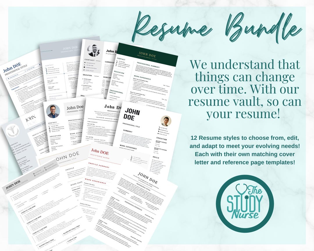 Healthcare Professional Resume Template Bundle - Canva Editable Resumes ...