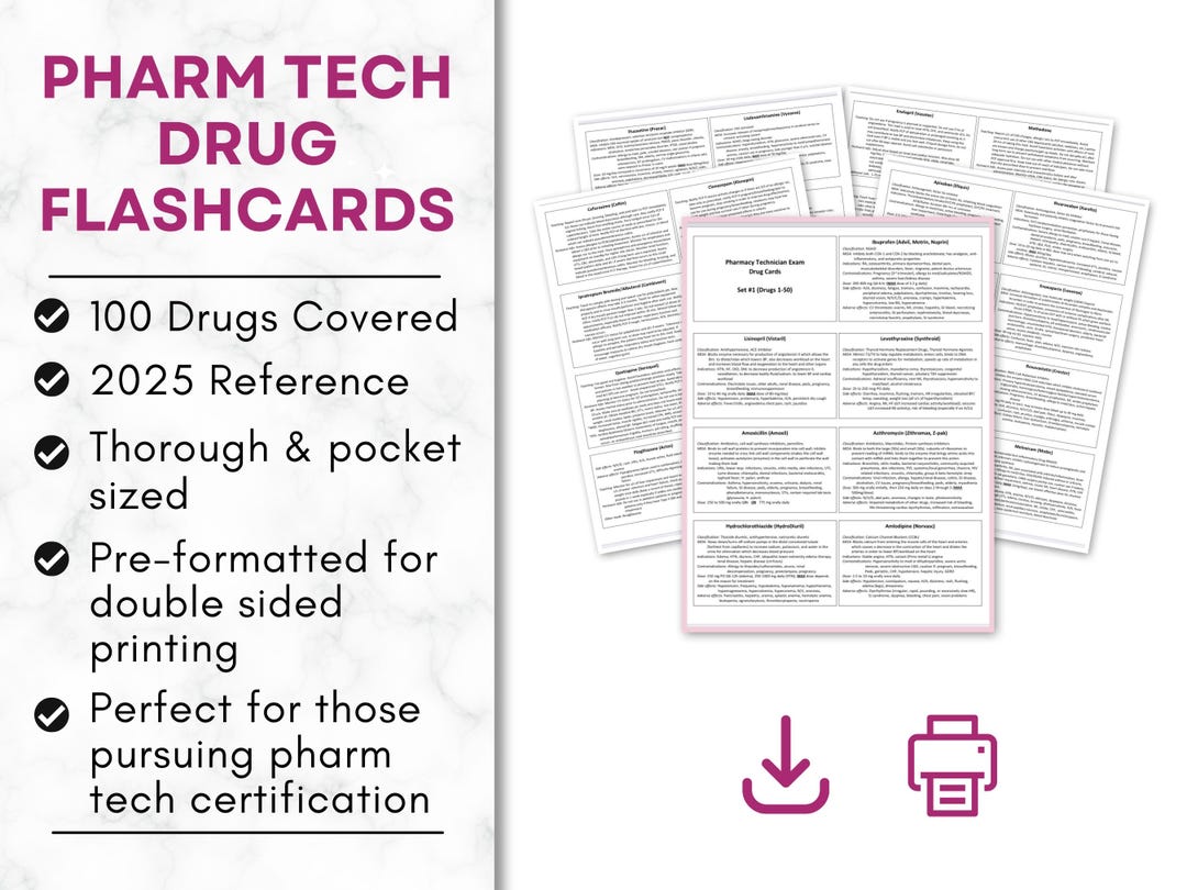 PTCB Exam Top 100 Must-know Drugs - Pharmacy Technician, Drug ...