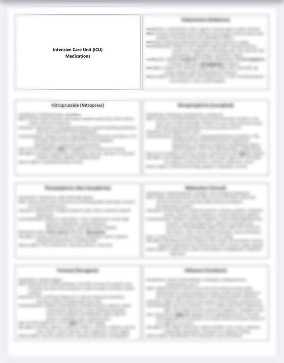 Combo ICU & ER Medication Card DIGITAL | Etsy