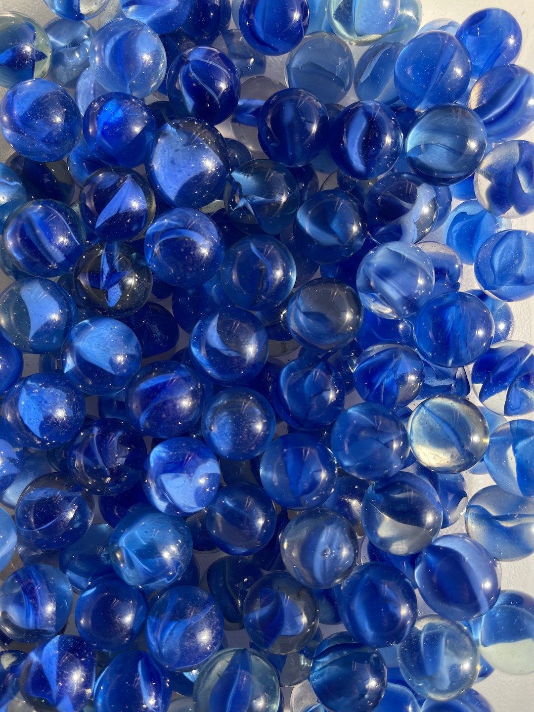 25 Cat's Eyes Dark Blue Marbles Vintage Single-color, Multi-vanned ...