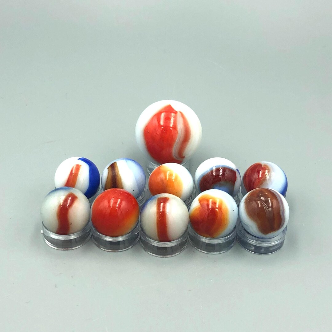 Patriot Glass Marbles: Set of 11 - Shooter and Target Game Set - Red ...