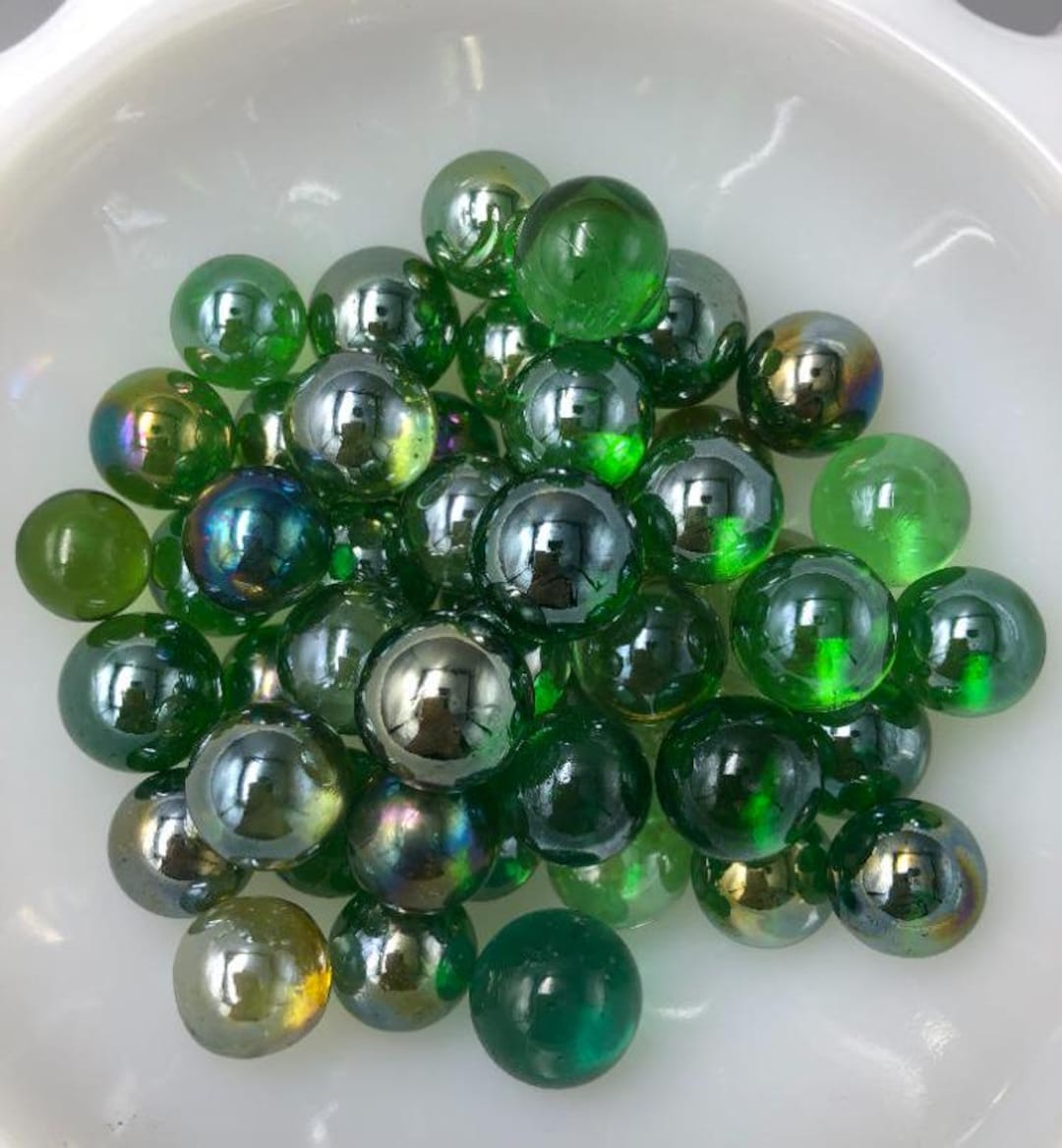 Vacor Clear Green Marbles: Set of 50, Clearie Target Marbles With ...