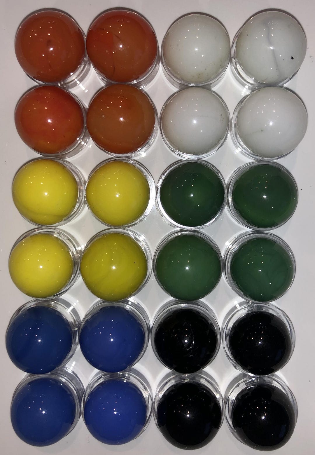 24 "wahoo" Game Marbles 4 Each of 6 Colors Solid Color Antique and ...