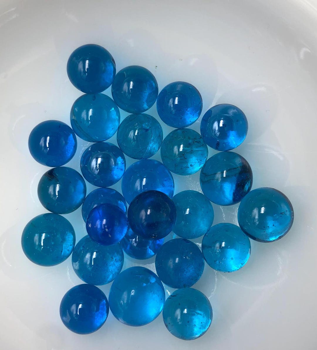 25 Ocean Blue Clearies - Rare Target Sized Vintage Marbles for Games ...