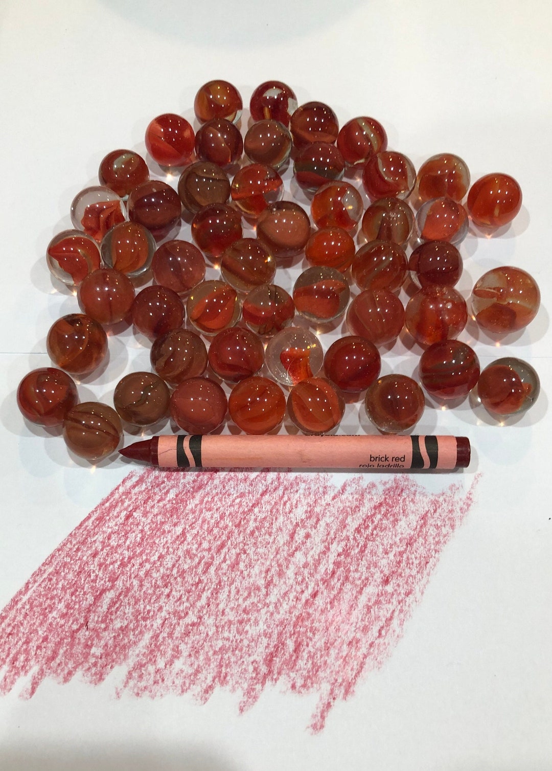 50 Red Cat's Eyes Marbles - Vintage Single-color, Multi-vanned, Target ...