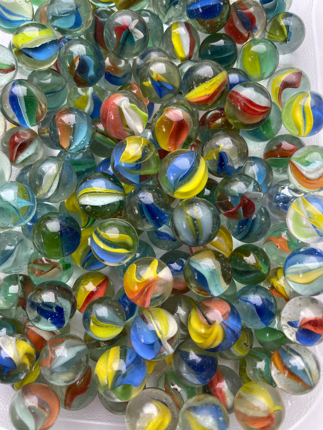 Cat's Eye Marbles: Multi-colored 5-6 Vane Glass Toy Marbles, Set of 25 ...