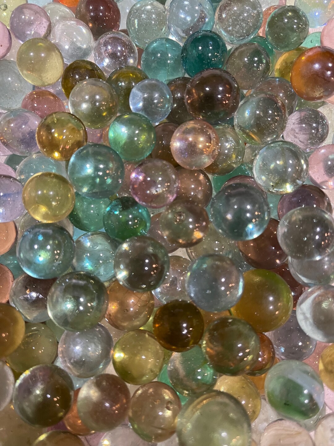 25 Vintage Mixed Pastel Clearies Target Sized Marbles for Games, Crafts ...