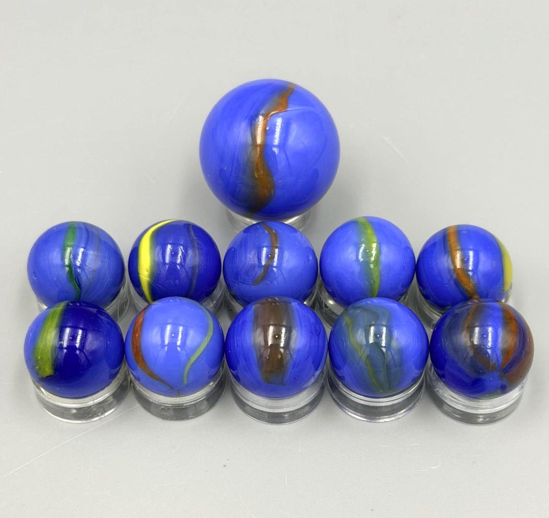Blue Tri-color Marbles: Set of 11, 10 Targets and 1 Shooter - Etsy