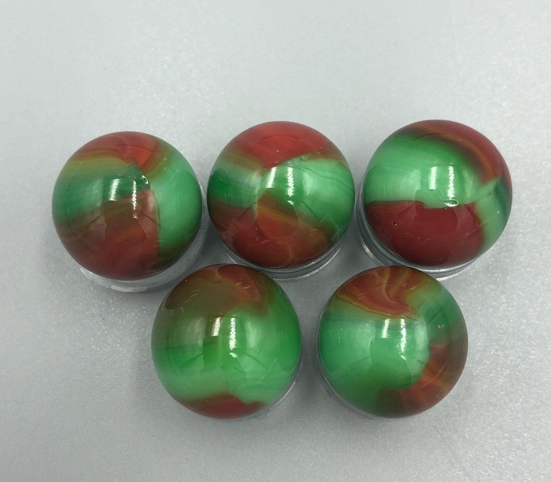 Marble King Rainbow Watermelon Patch and Ribbon Marbles: Set of 5 - Etsy
