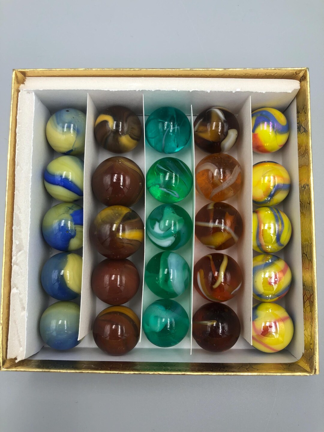 25 food Box Set, Vintage Vacor Collectible Glass Marbles in a Gift Box ...