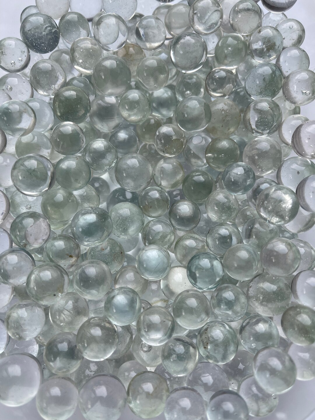 100 Clearies, Transparent Clear Based Glass Target Toy Marbles, for ...