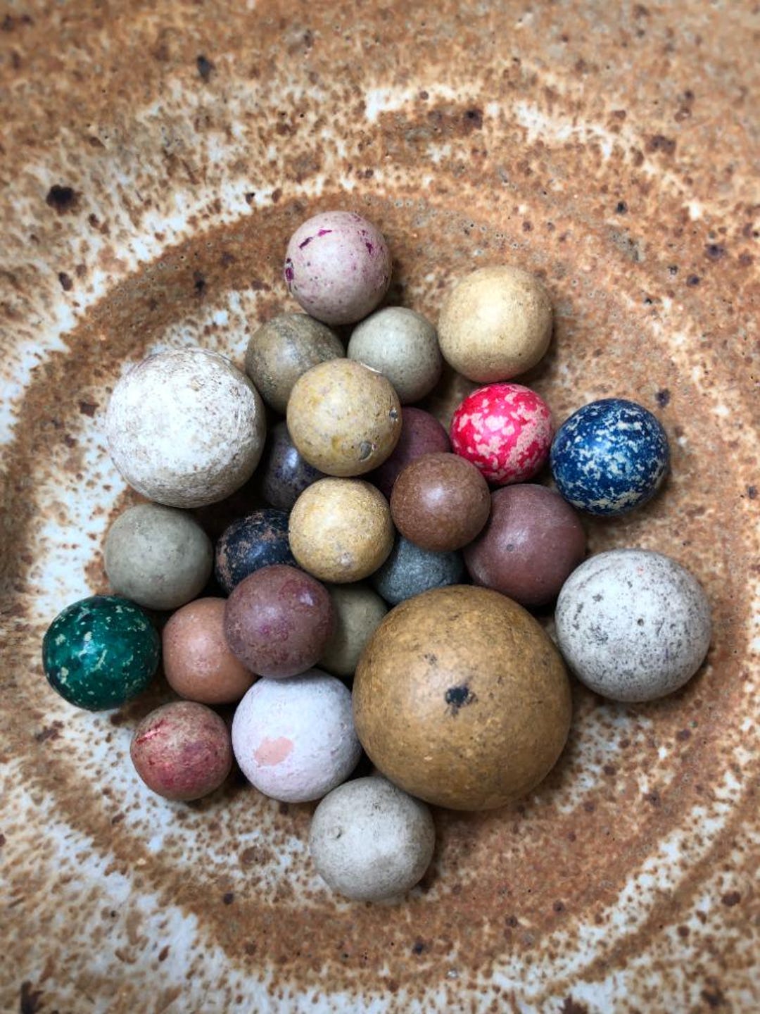 German Handmade Antique Clay Marbles: Set of 25 - From the 1800's, for ...