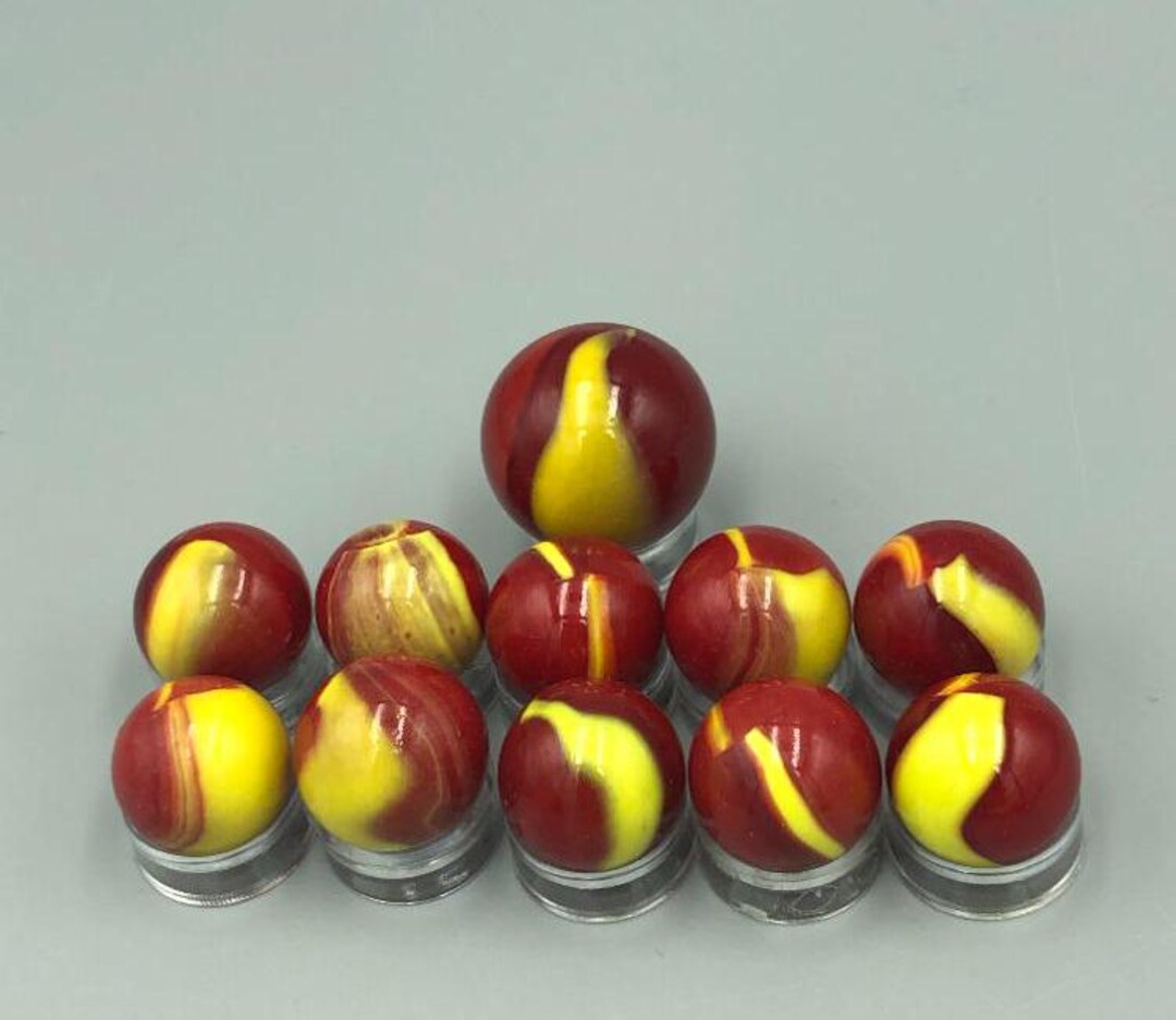 11 "red Devil" Game Set - Retired Vacor/mega Marbles, 10 Targets and 1 ...