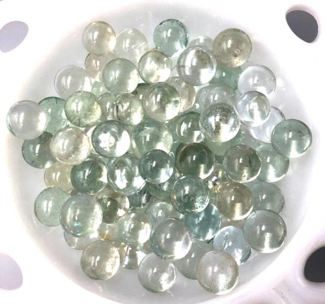 100 Clearies, Transparent Clear Based Glass Target Toy Marbles, for ...
