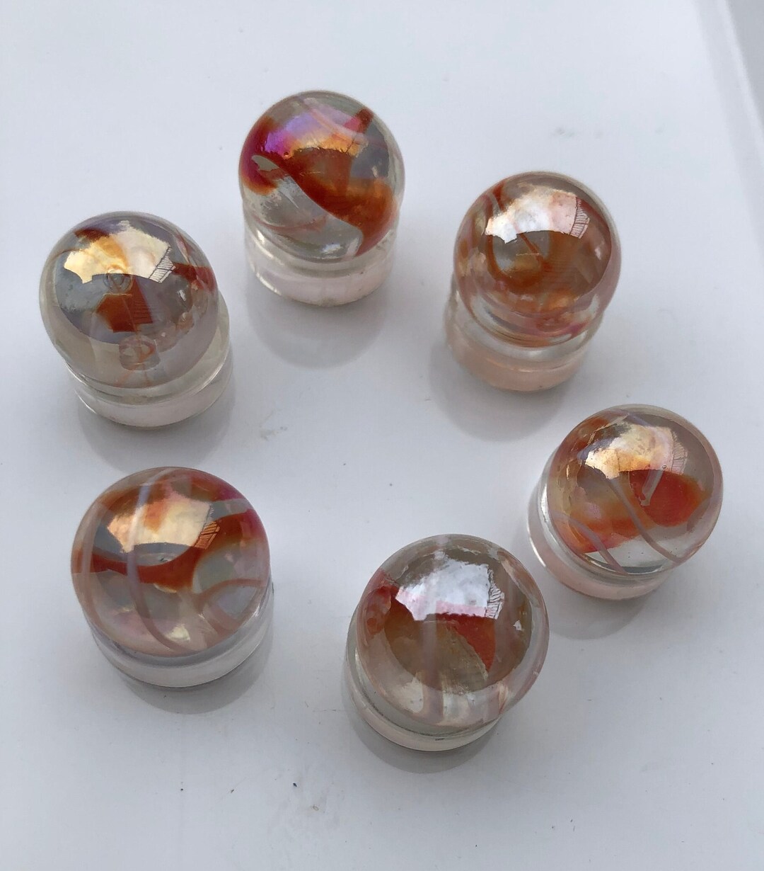 6 Retired mango Twist Vacor/mega Marbles, for Collectors in a Gift Box ...