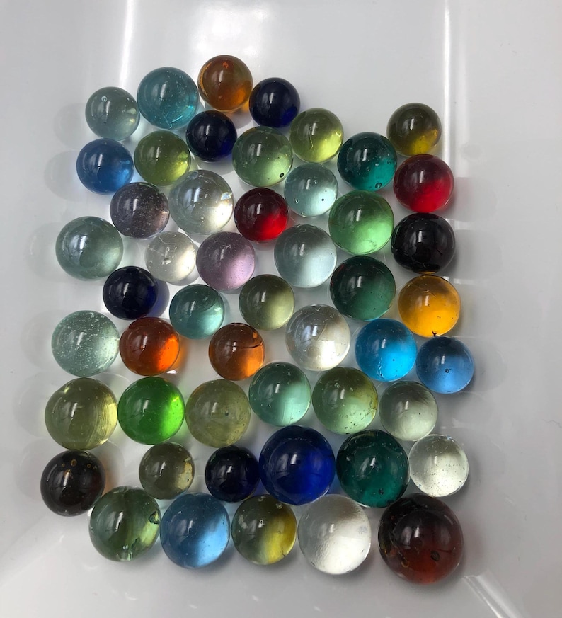 Mixed Color Clearies: Set of 50 - Translucent Glass Target Marbles - Etsy
