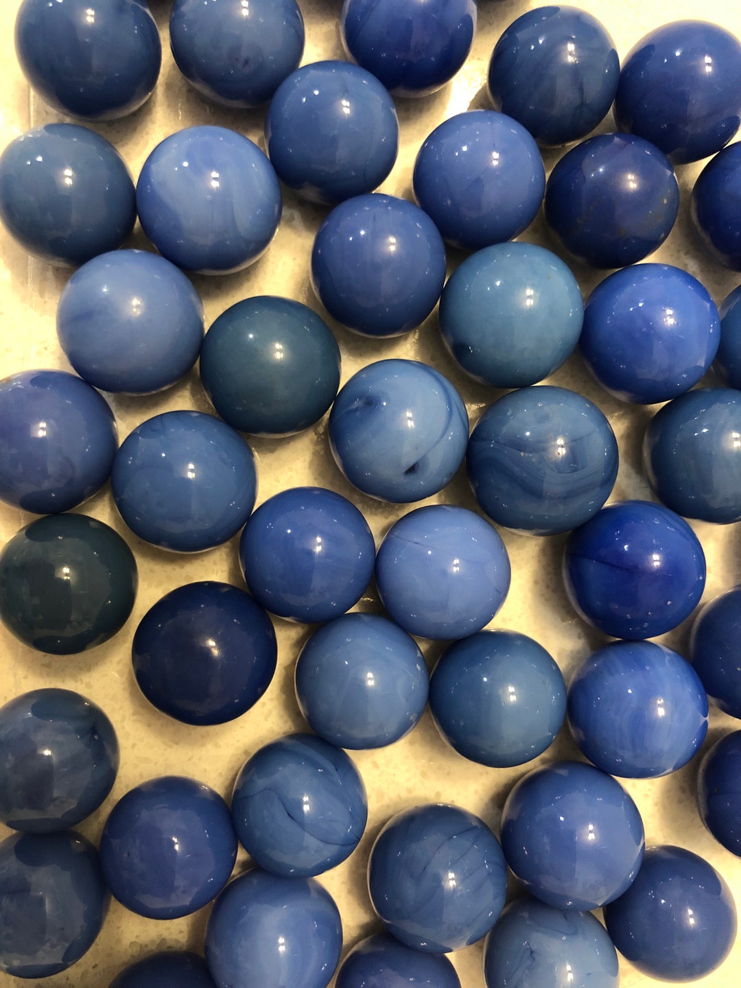 25 Antique Mixed Blue Game Marbles Solid Color Glass Marbles - Etsy