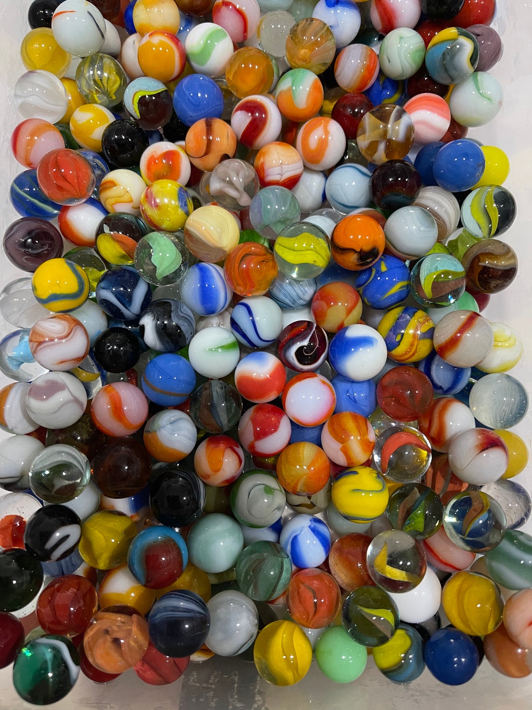 50 Antique and Vintage Marbles Mixed Multi-color and Solid Color Glass ...
