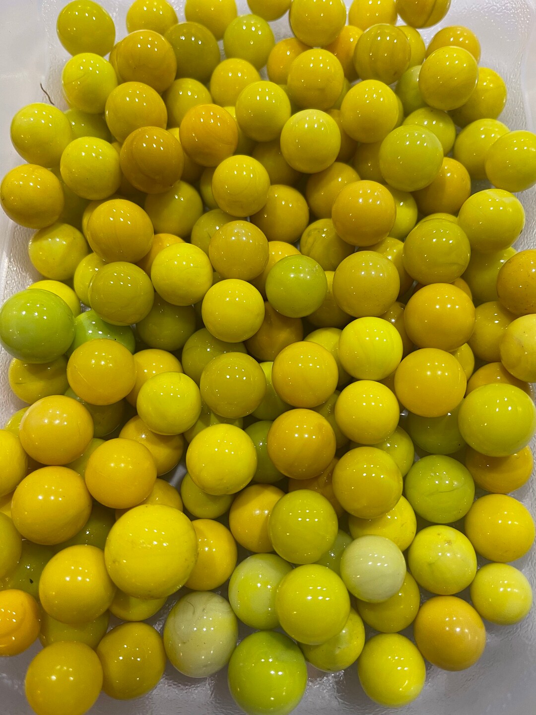 25 Yellow Game Marbles - Mixed Solid Color Vintage Glass Target Marbles ...