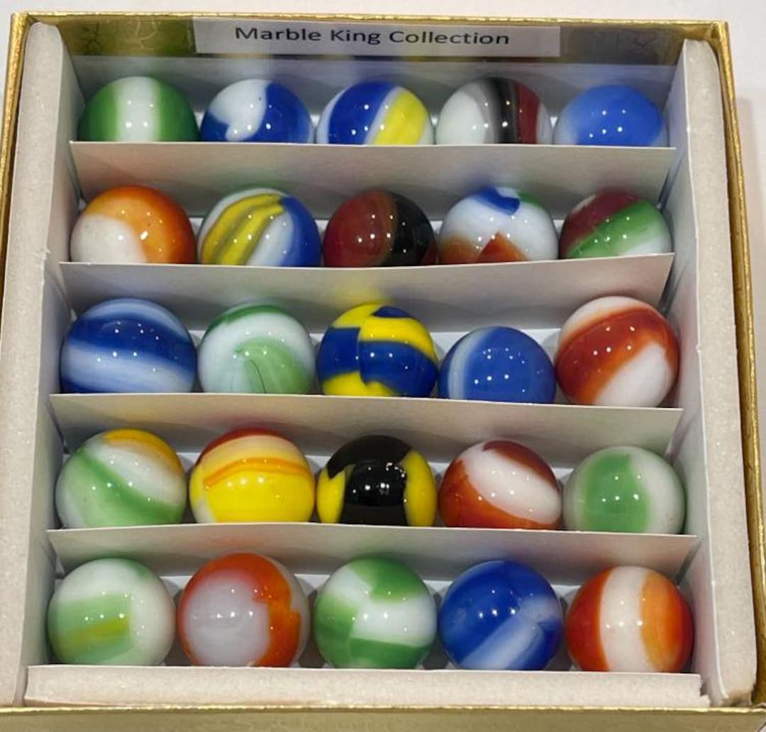 Marble King Rainbows Collectible Glass Marbles in a Gift Box: Set of 25 ...
