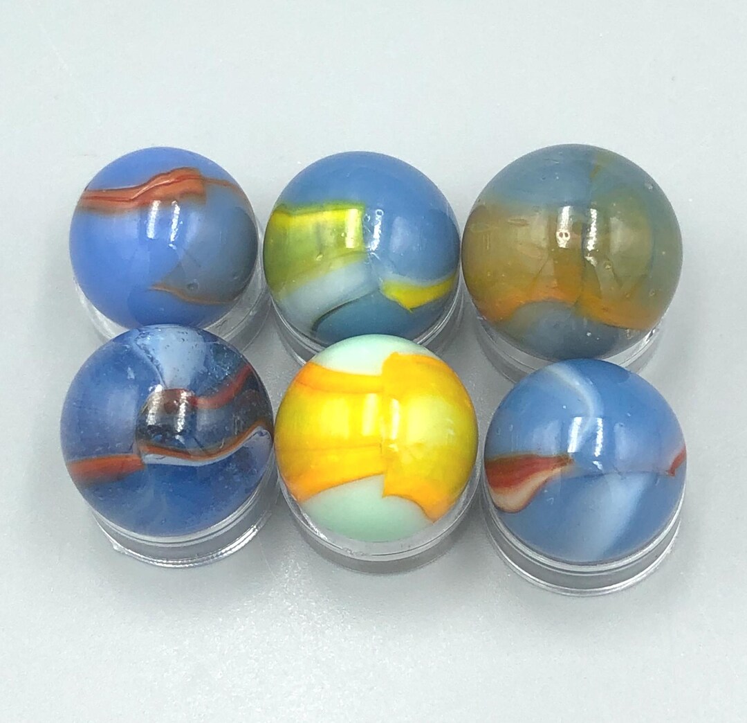 Peltier Blue-gray Rainbo Marbles, Patch and Ribbon Target: Set of 6 - Etsy
