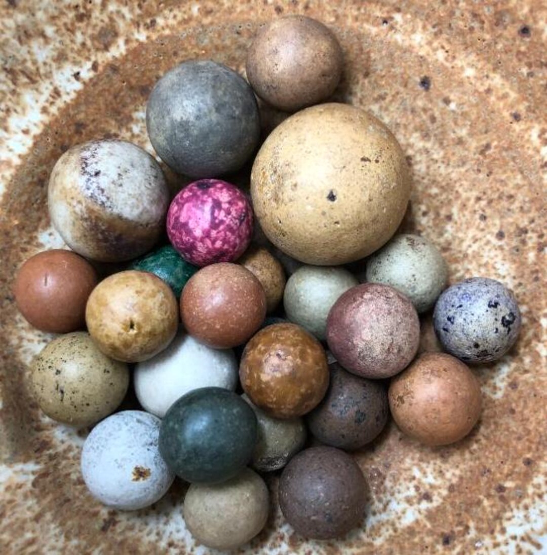 25 Antique German Handmade Clays Antique Marbles for Collections ...