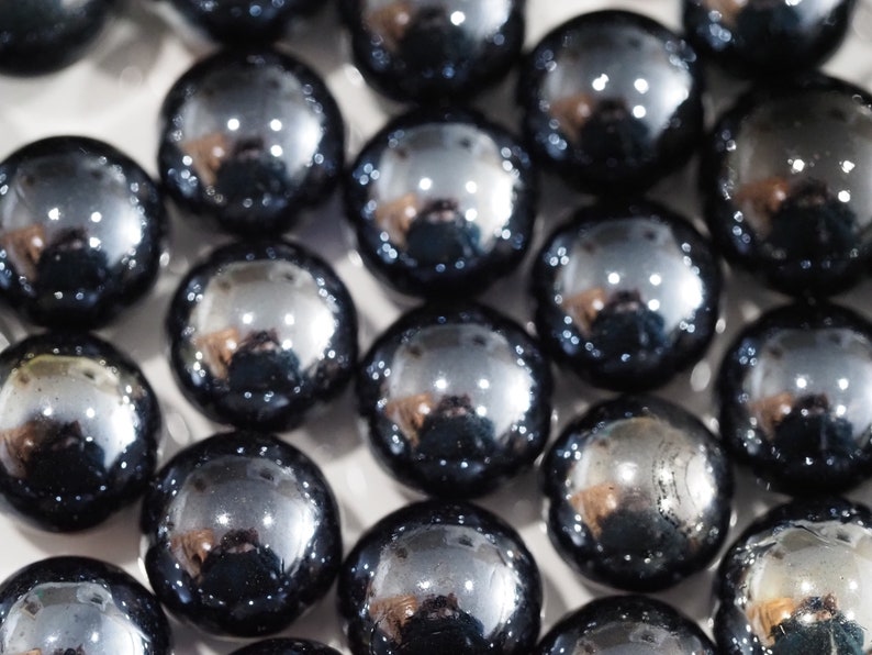 Vacor Black Metallic Glass 14-17mm Marbles: Set of 12 - Etsy