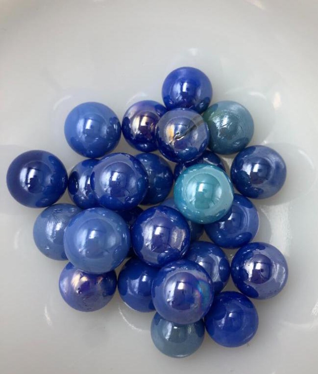 25 Mixed Pearlized Blue Game (.61"-.7") Sized Marbles - Solid Color ...