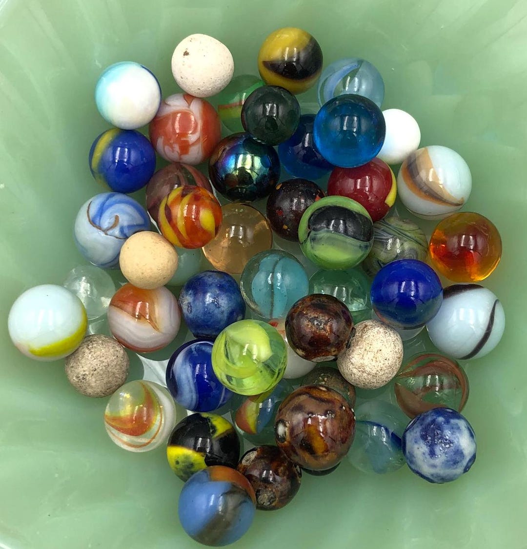 50 Rare "peewee" Marbles - 1/2 Inch (12mm) or Less. A Wide Variety of ...