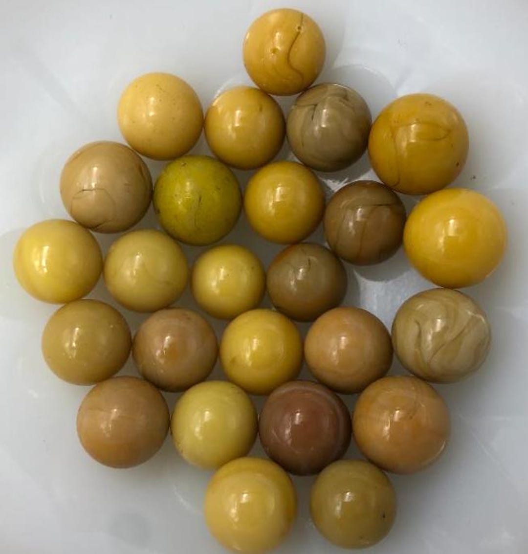 25 Beige Mixed Game Marbles - Solid Color Vintage Glass Target Marbles ...