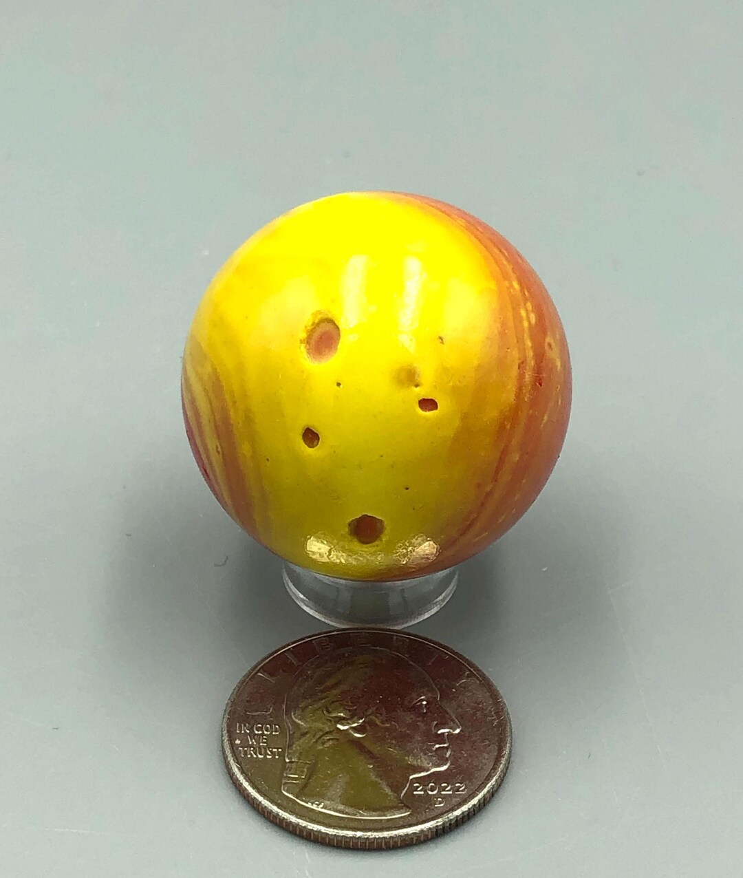 1 "red Devil" Boulder (1.30") Vacor Marble With UV Patches- Retired ...