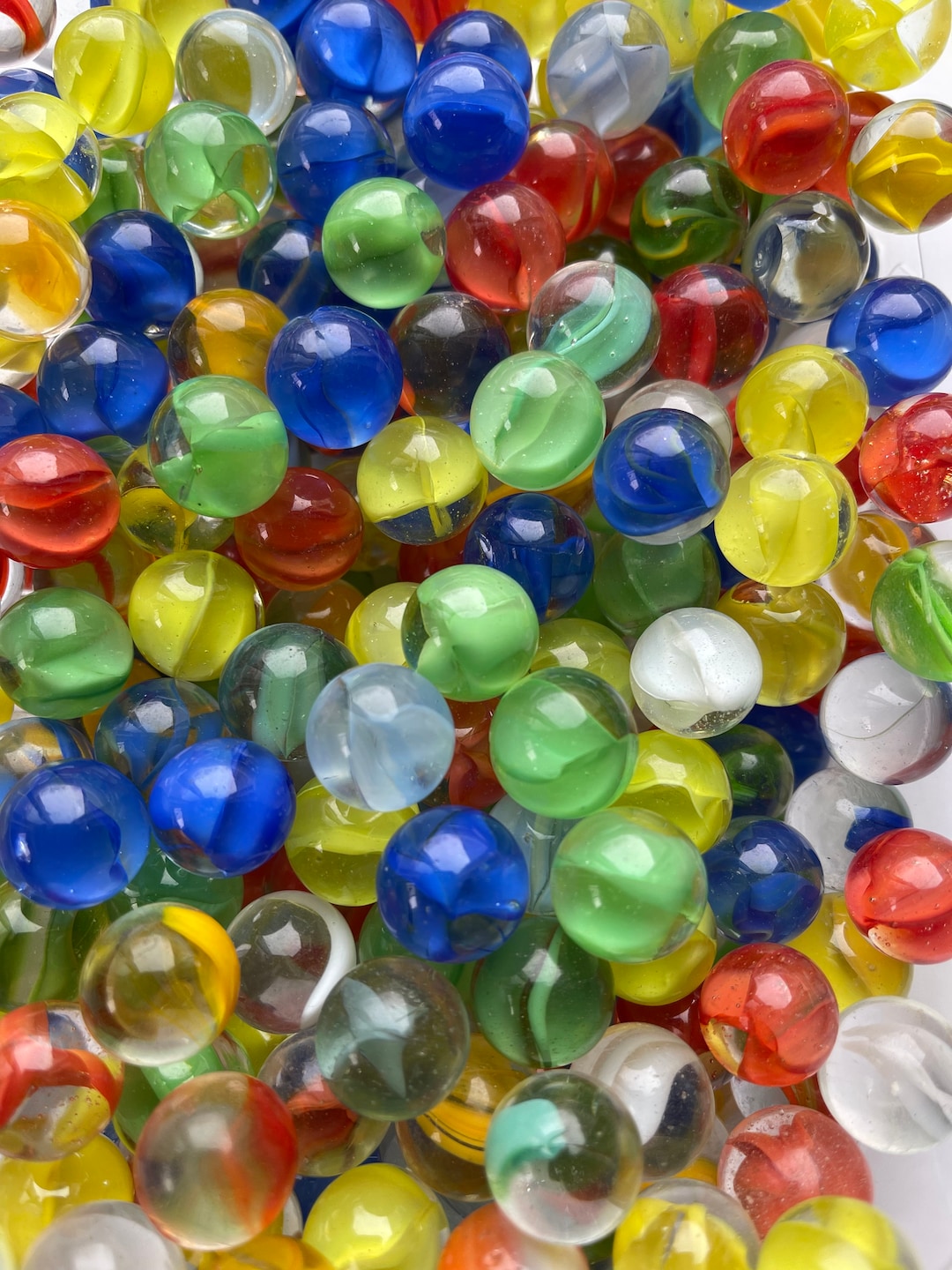 50 Mixed Cat's Eyes - Single-color Multi-vane Glass Toy Marbles, for ...