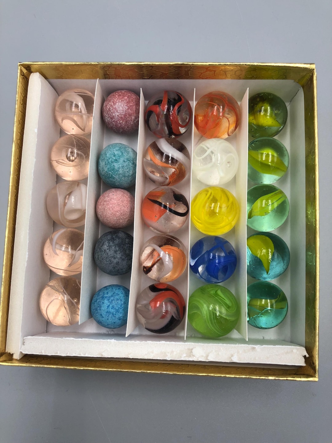 25 party Gift Box Marble Collection Vintage Vacor Glass Marbles for ...